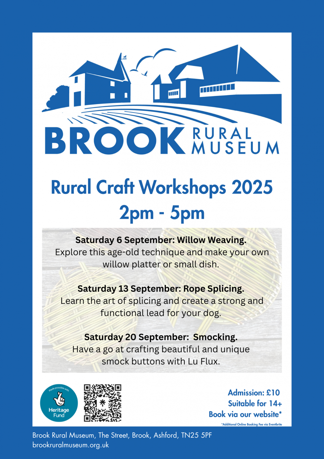 Rural Craft Workshops 6th, 13th & 20th September 2025 - Brook Rural Museum